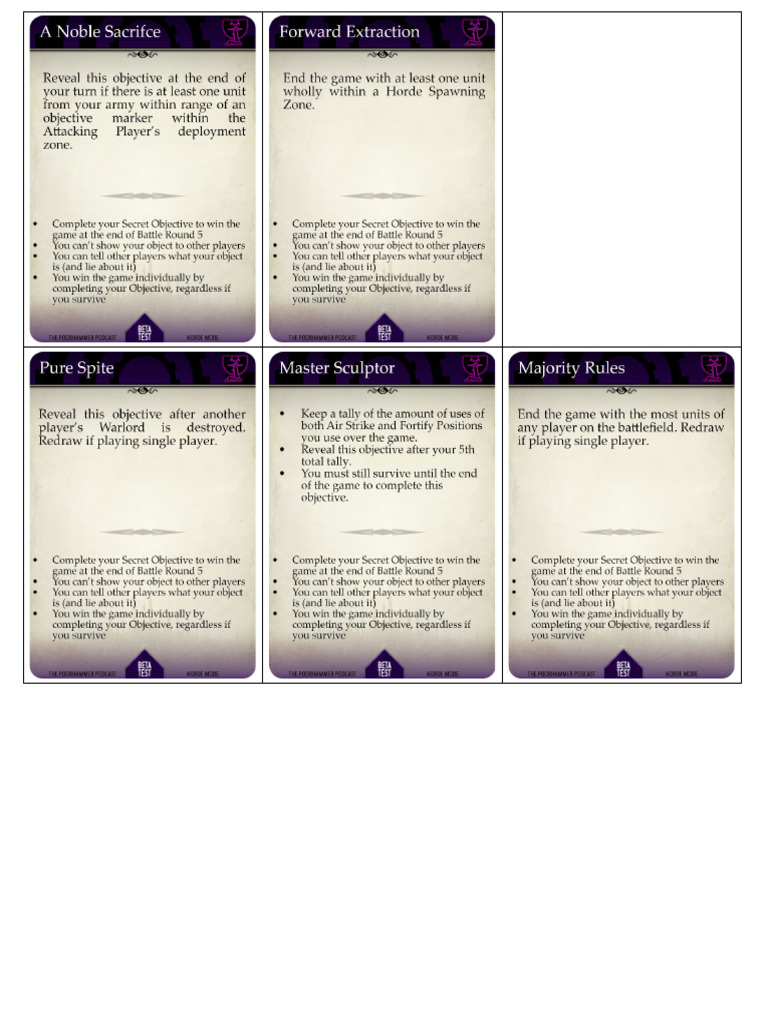 Secret Objective Cards | PDF