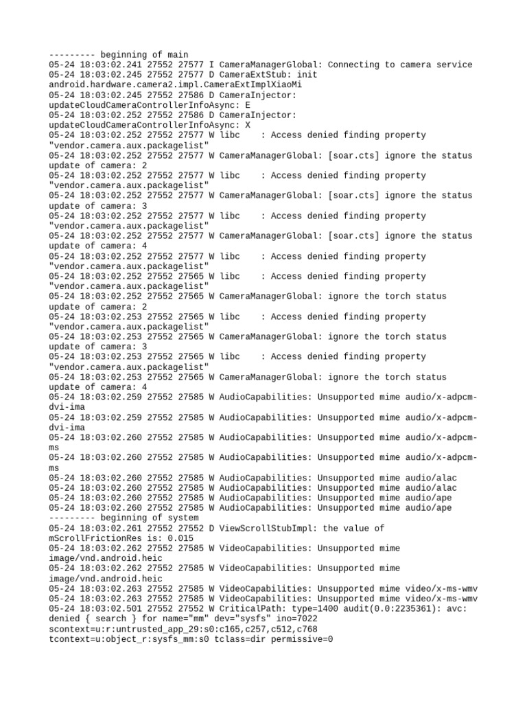 Camera Service Connection Logs | PDF | Software | Computer Programming