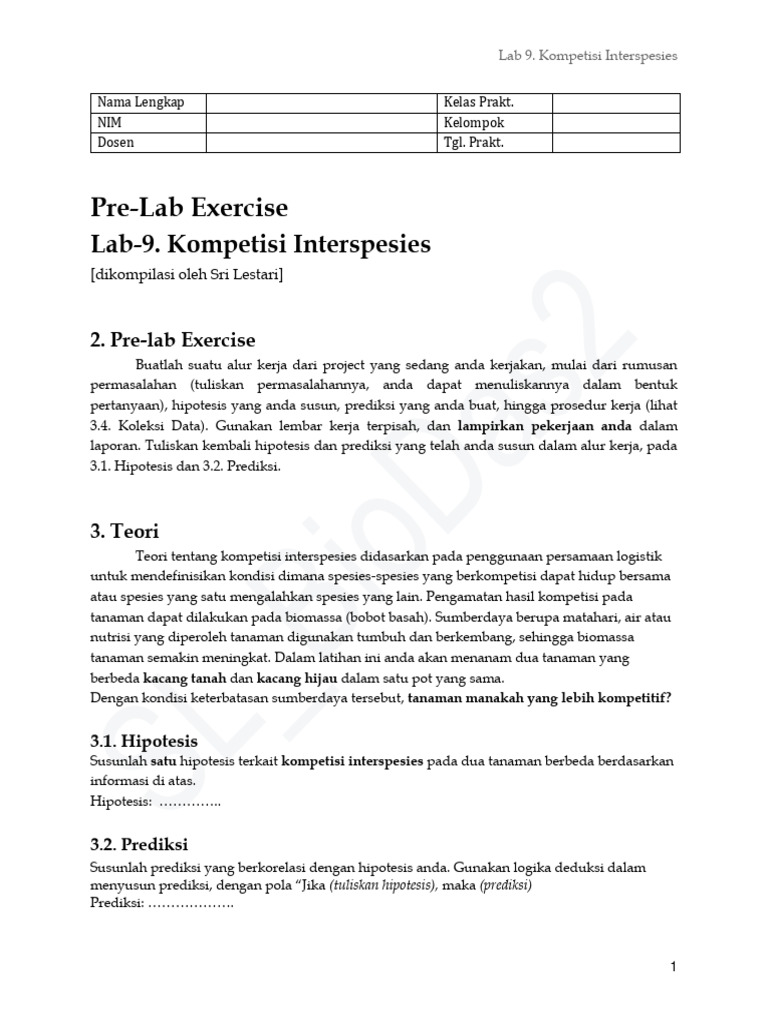 Lab9 - Kompetisi Interspesies - Prelab | PDF