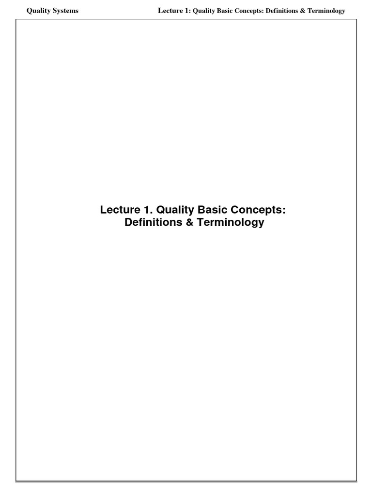 Lecture1 Quality Basic Concepts 14-10-2011 | PDF | Product (Business) | Engineering Tolerance
