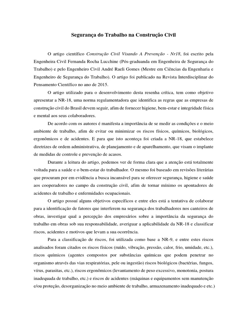Segurança Do Trabalho Na Construção Civil - ETAPA 5 - Gabriel Hoffmann ...