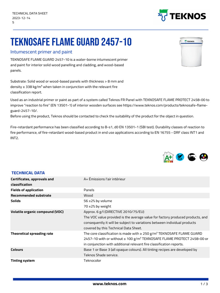 TEKNOSAFE FLAME GUARD 2457-10 - 2457-10 - TDS - en | PDF | Safety | Paint