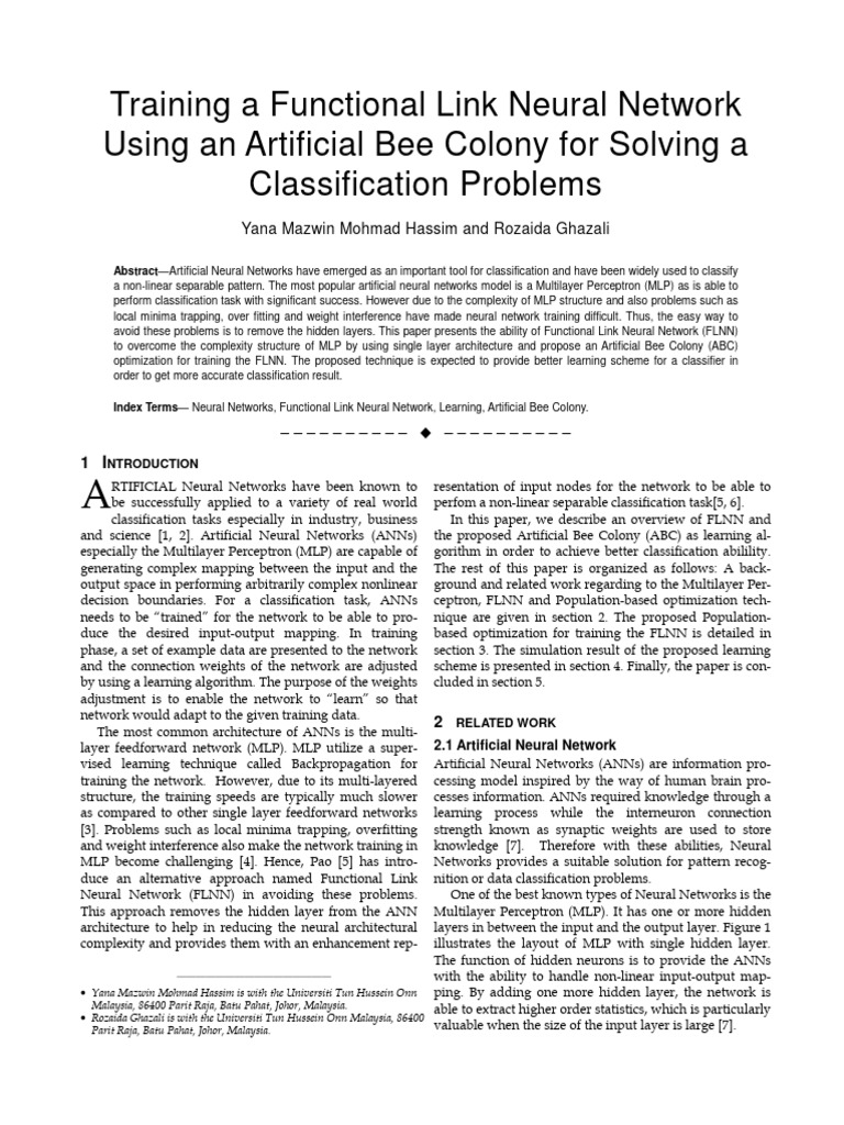 FLANN, Artificial Bee Colony, Classification Problem | PDF | Artificial ...