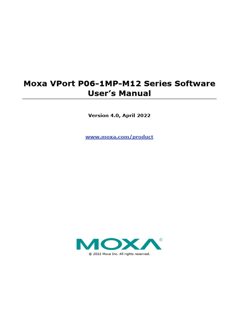Moxa Vport p06 1mp m12 Series Manual v4.0 | PDF | Ip Address | Streaming Media