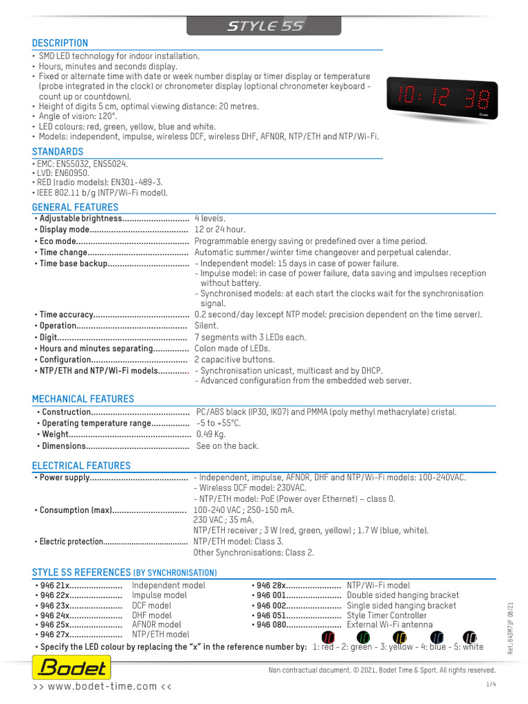 Indoor LED Digital Clock Style 5S | PDF | Clock | Wi Fi