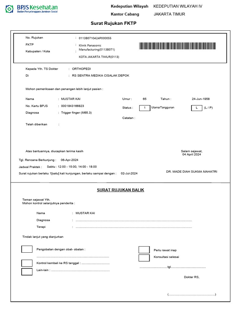 Surat Rujukan Pak Mustar Kai TGL 06 April 2024 | PDF