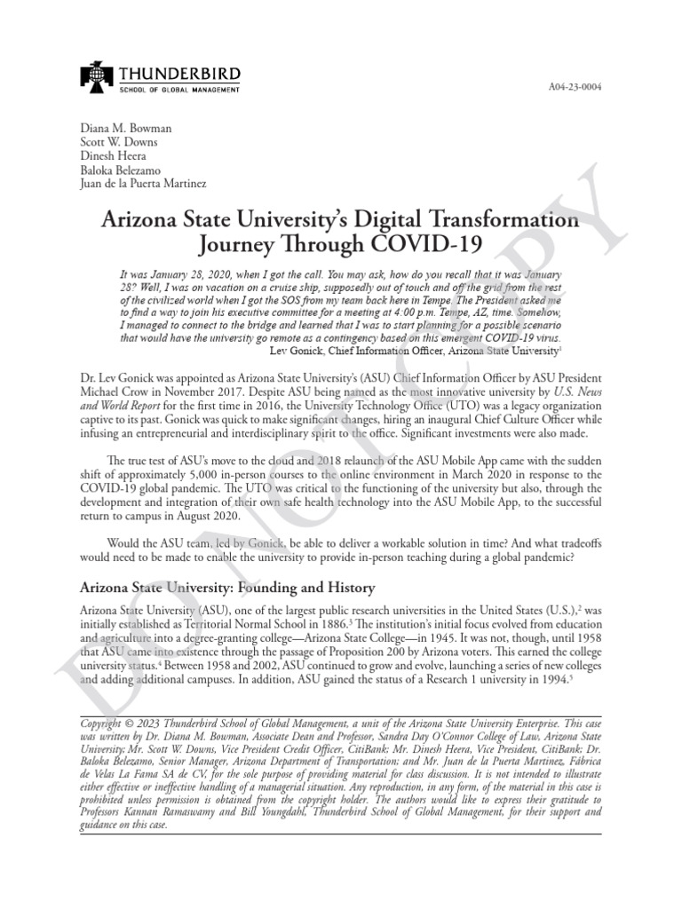 ASU Digital Transformation | PDF | Arizona State University | Chief ...