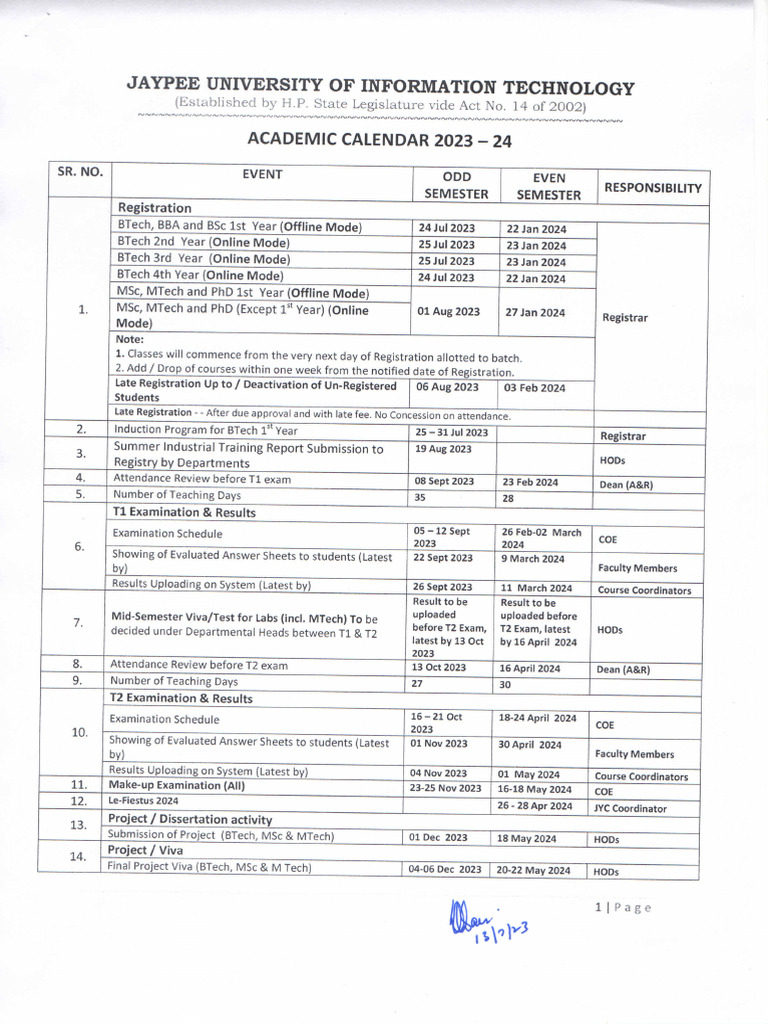 Academic Calendar 2023-24 | PDF