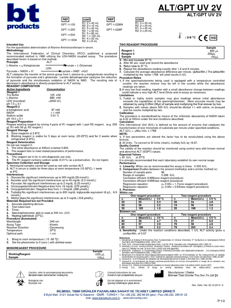 Gpt-11-Alt (GPT) Uv 2V-02,12,2014 - 5 | PDF | Alanine | Lactate ...