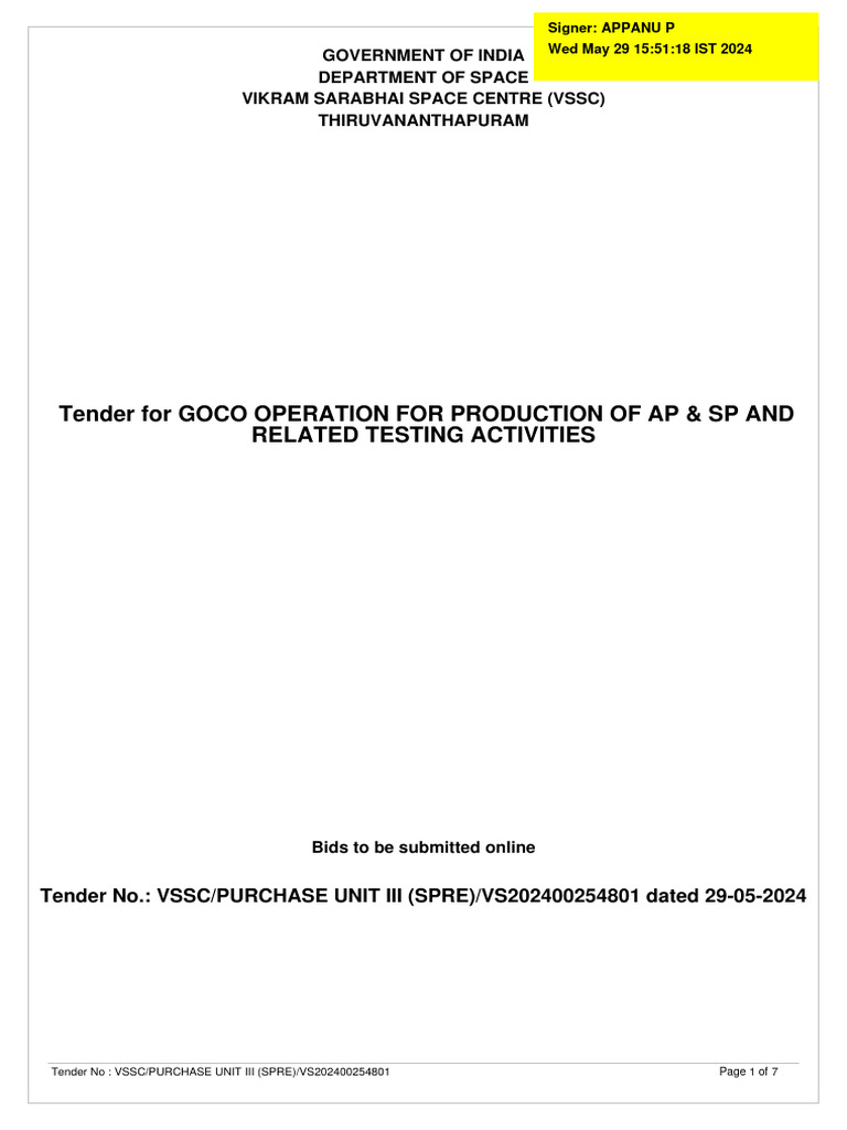 Tender Document VS202400254801 | PDF | Request For Proposal | Business