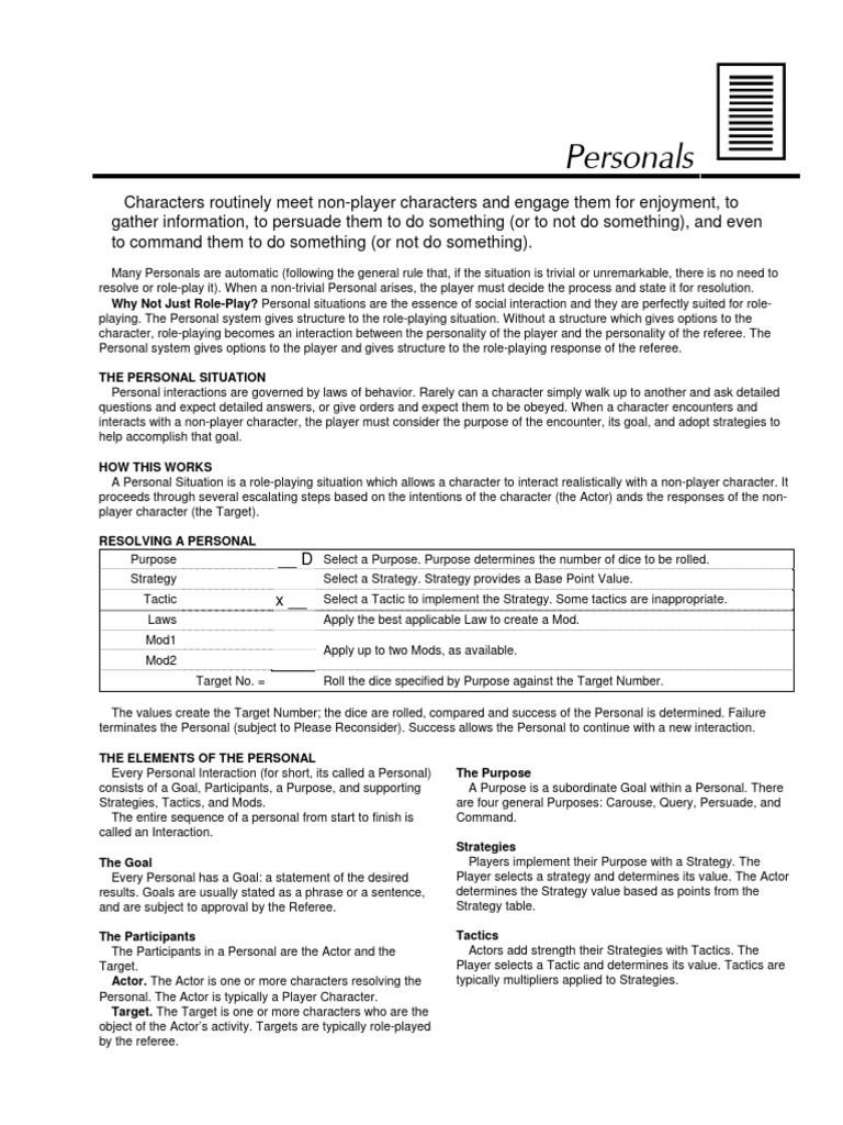 Traveller 5th Edition 11 Personals | PDF | Luck | Violence