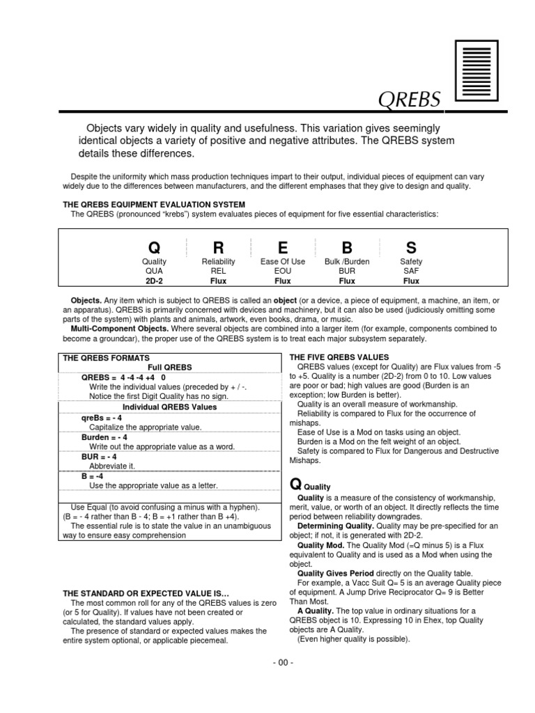 Traveller 5th Edition 12 QREBS | PDF | Reliability Engineering | Usability