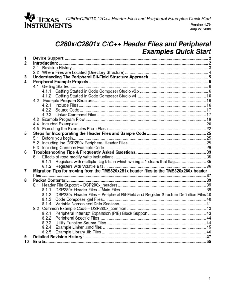 DSP280x Header Files Quick Start Readme | PDF | Booting | C ...