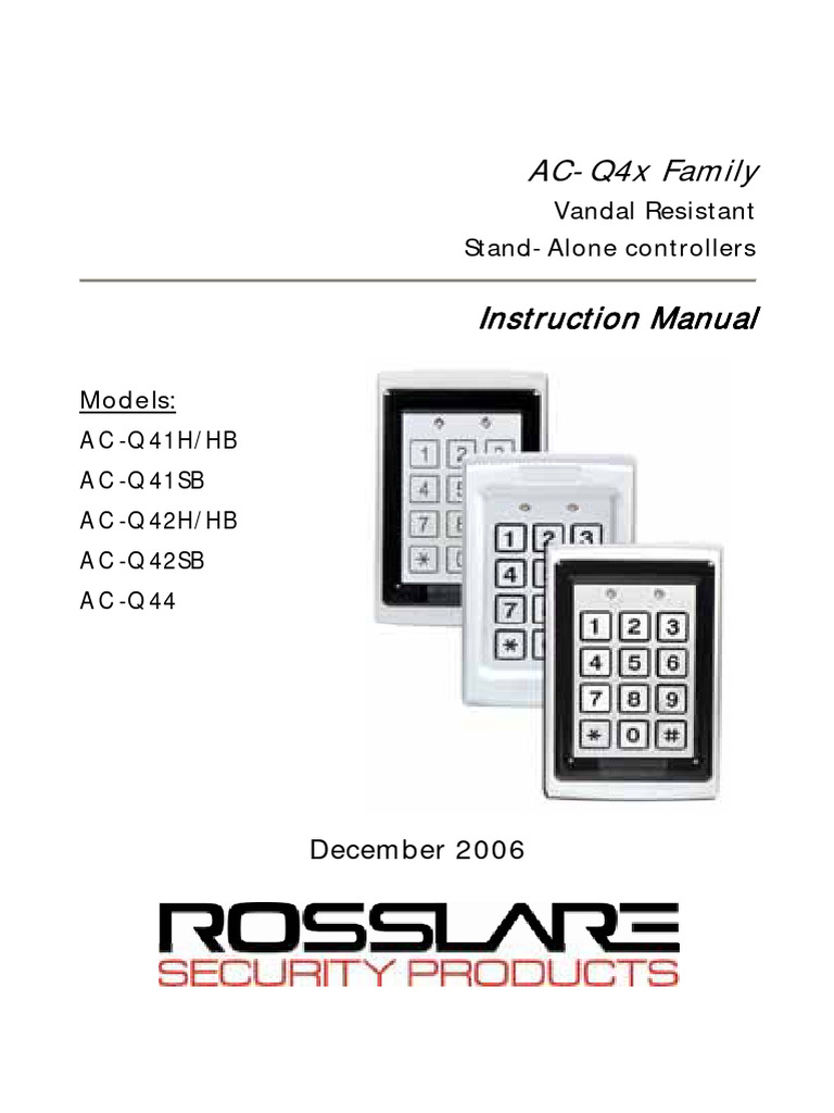 Rosslare ACQ41 Product Manual | PDF | Switch | Personal Identification ...