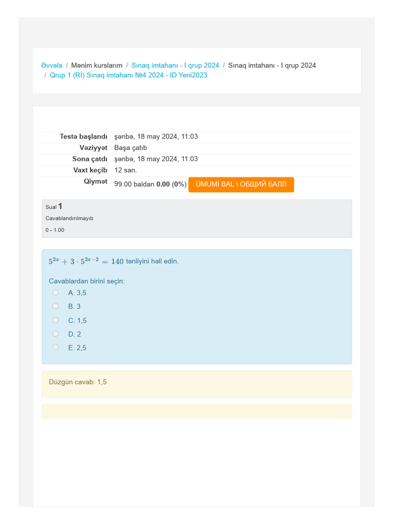Qrup 1 (Rİ) Sınaq Imtahanı 4 2024 CAVABLARLA | PDF