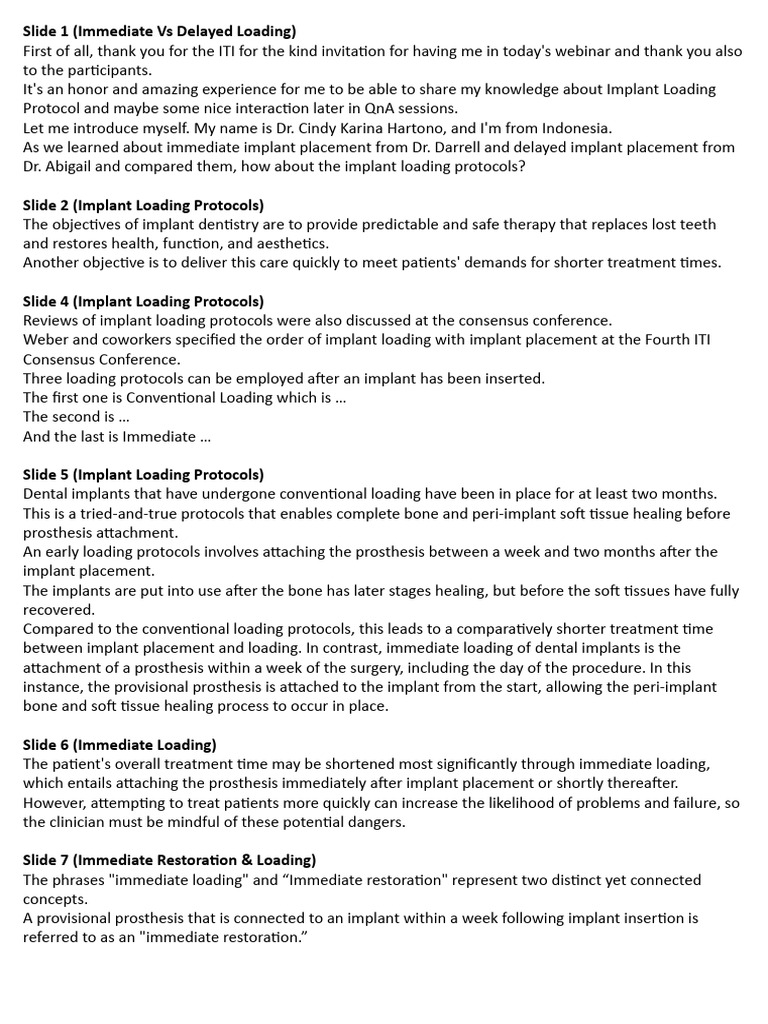 Implant Loading Protocols Explained | PDF | Dental Implant | Health ...