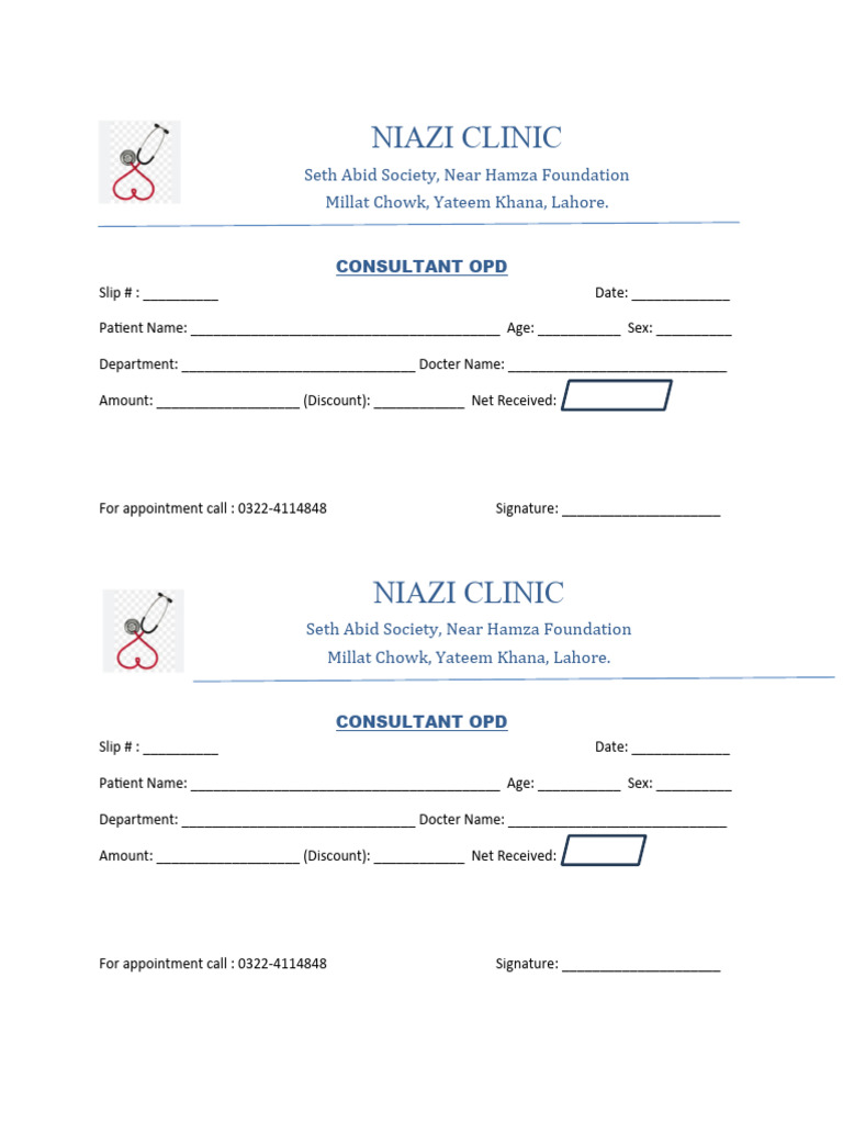 Niazi Clinic OPD Slip | PDF