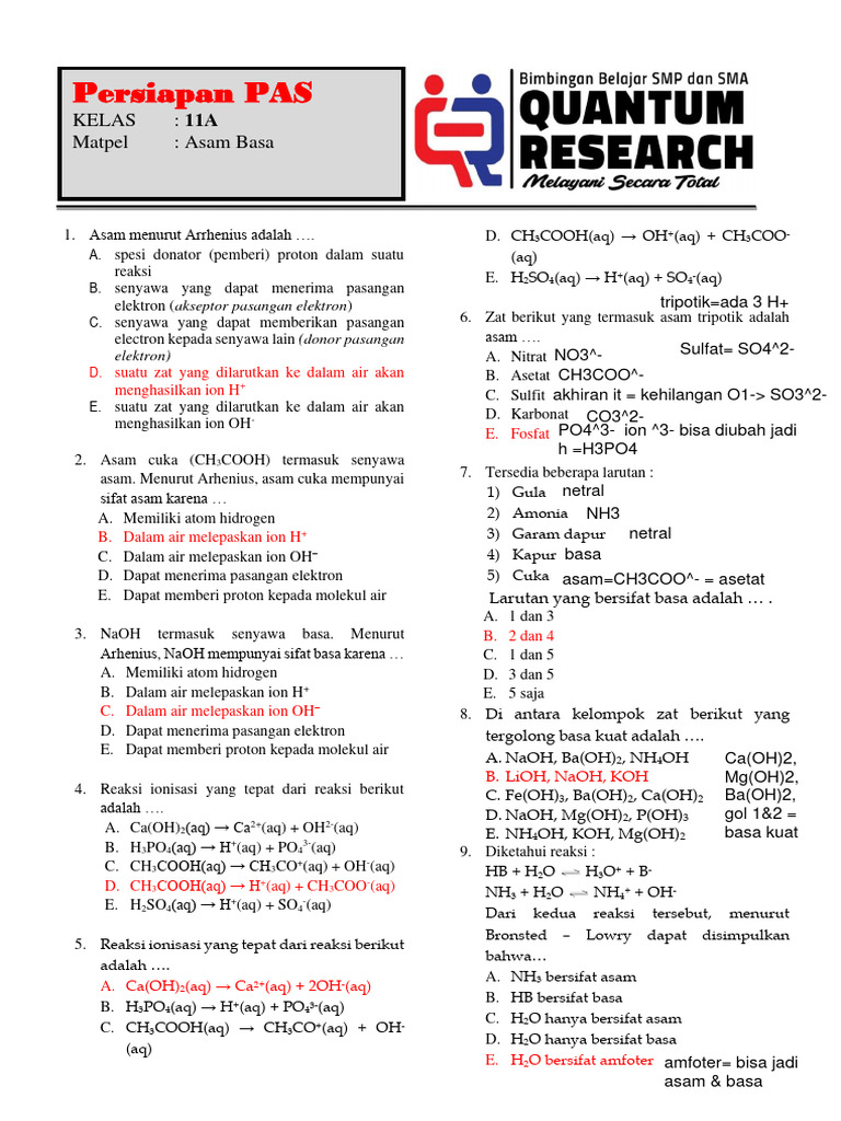 PAS KIMIA - teori asam basa Copy | PDF