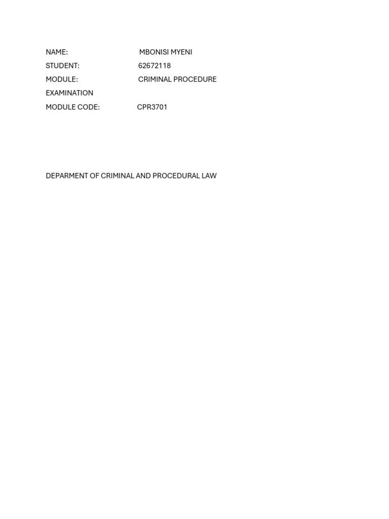 CPR3701 Examination May & June Answers | PDF | Burden Of Proof (Law ...