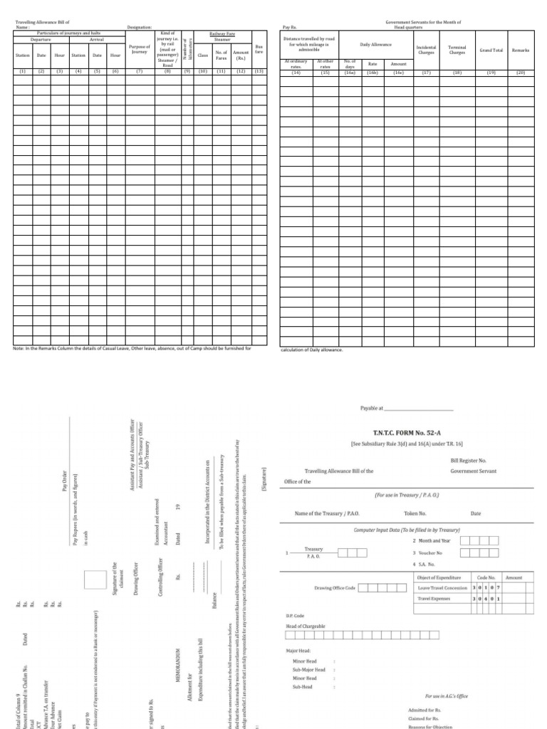 Tntc Form 52a Ta Bill (1) | Download Free PDF | Transport | Public ...