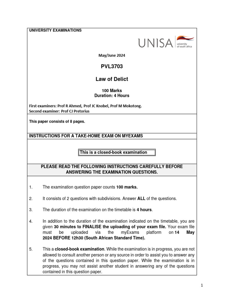 PVL3703 - EQP MayJune 2024 | PDF | Plagiarism | Justice