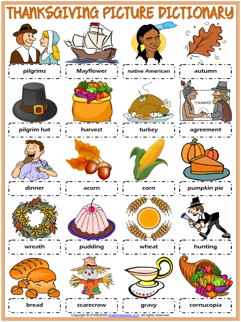 Thanksgiving Picture Dictionary | PDF