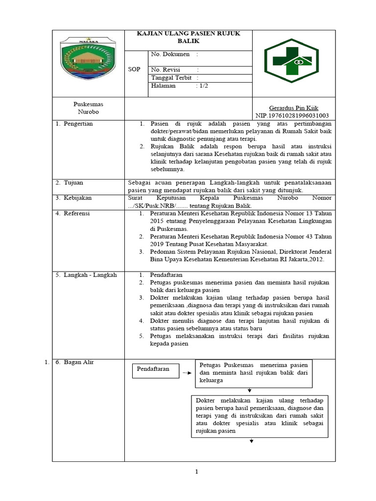 Sop Kajian Ulang Pasien Rujuk Balik | PDF