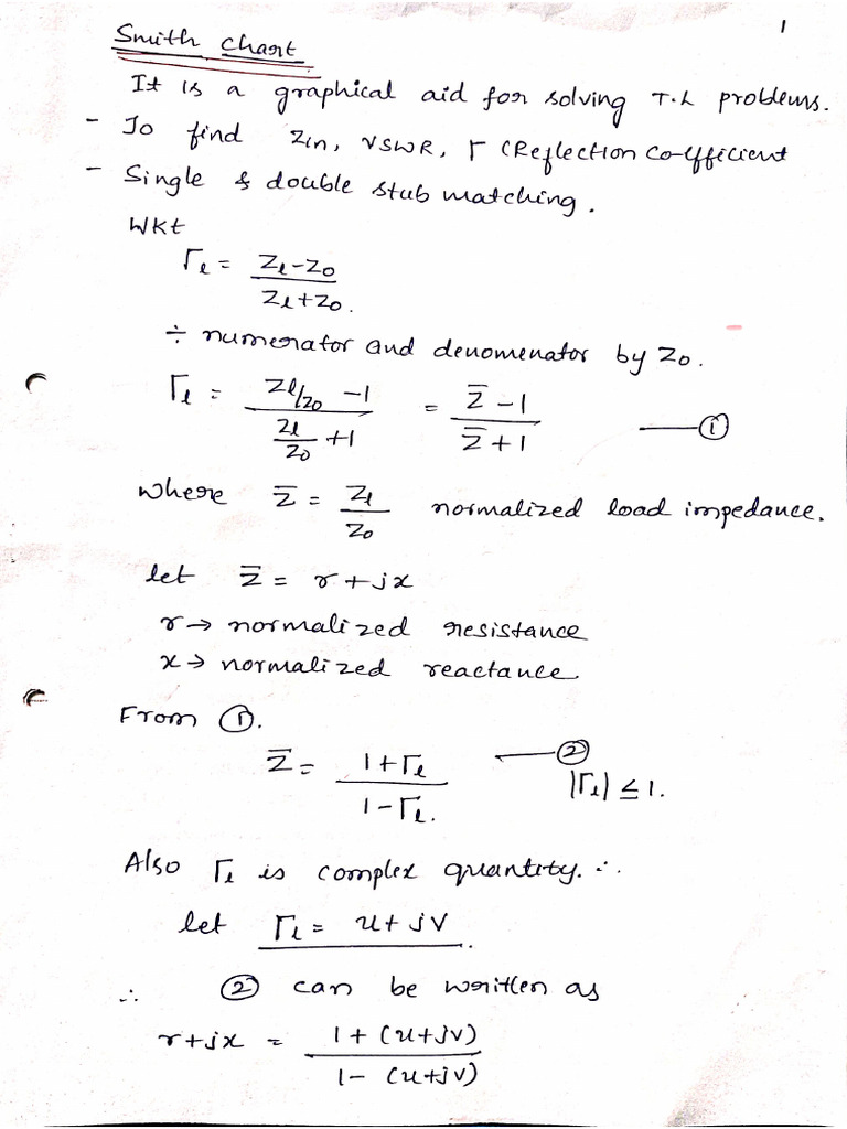 Unit II - Smith Chart Derivation | PDF