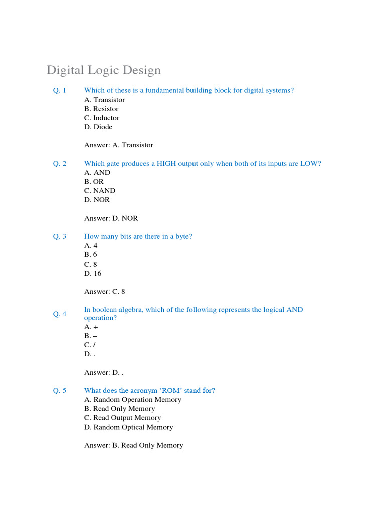 Digital Logic Design | PDF | Logic Gate | Digital Electronics