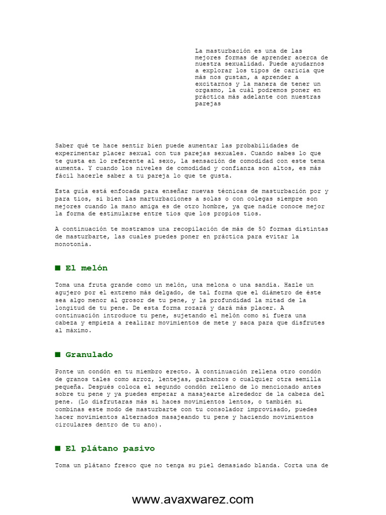 Tecnicas de Masturbacion 1 | Descargar gratis PDF | Masturbación | Orgasmo