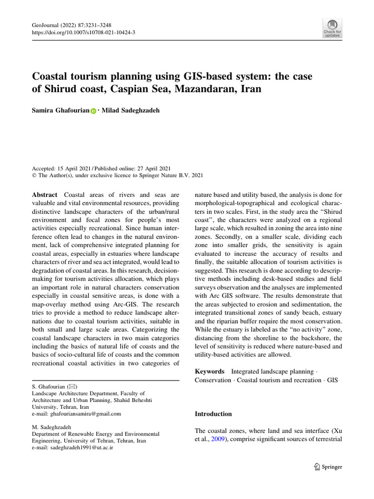 2022-Coastal Tourism Planning Using GIS-based System The Case of Shirud ...