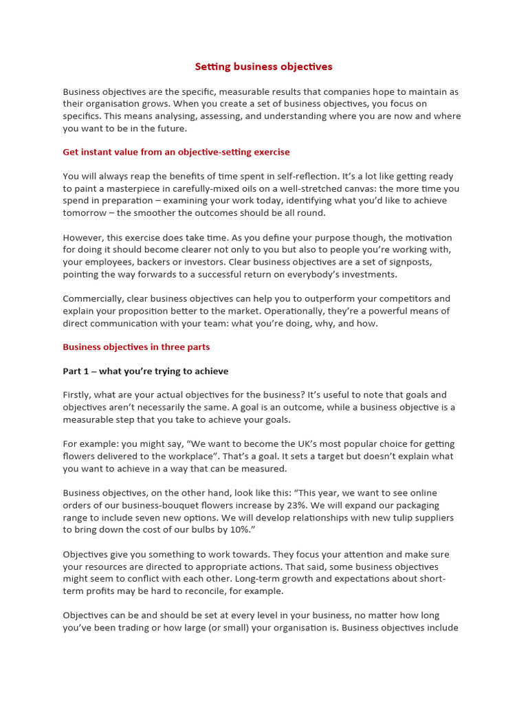 Lesson2 Setting Business Objectives | PDF | Motivation | Motivational