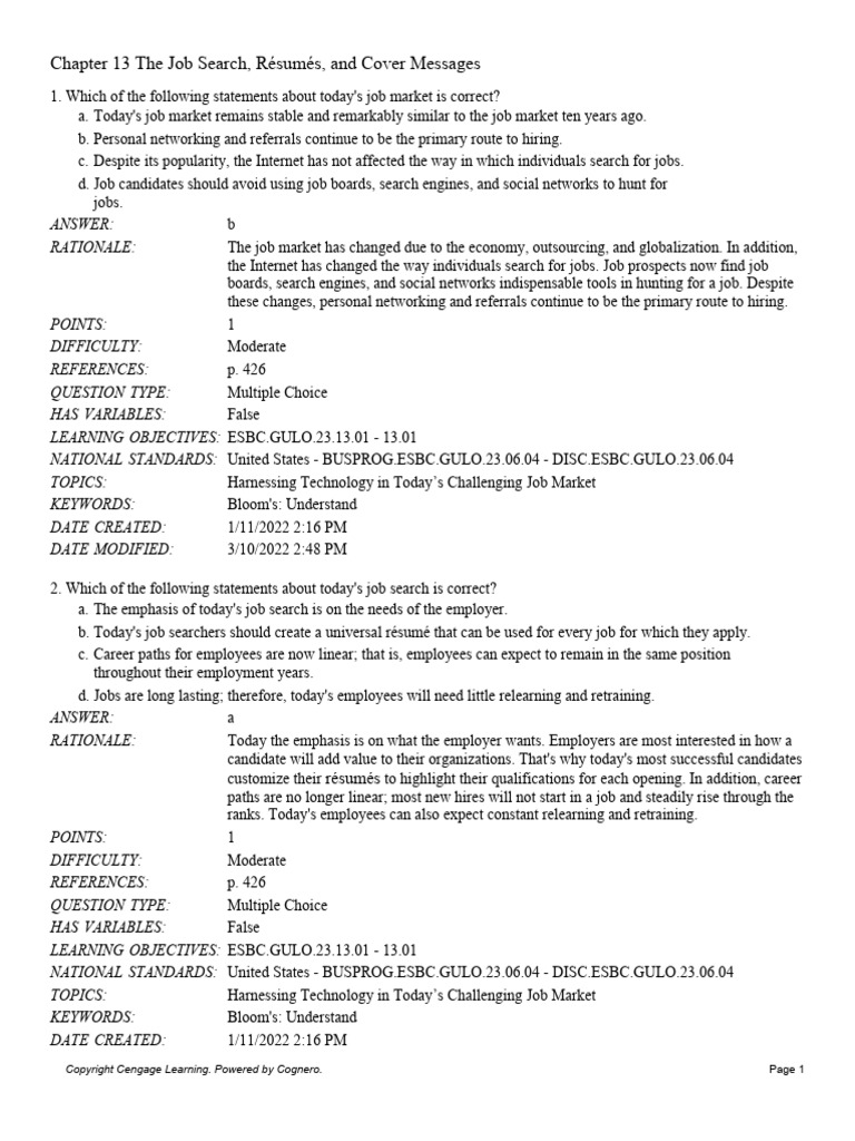 Chapter 13 The Job Search R'sum's and Cover Messages | PDF | Résumé