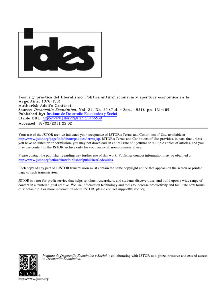 Canitrot 1981 | PDF | Inflación | Mercado (economía)