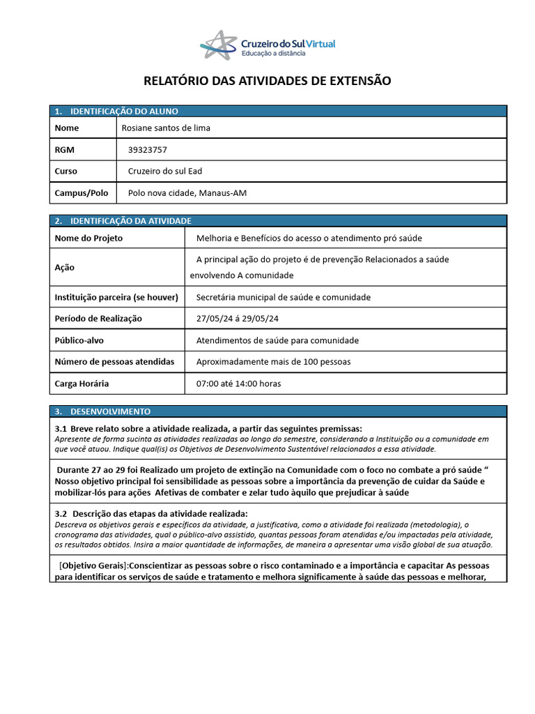 Relatório de Entrega de Atividades Extensionistas 1 | PDF | Família ...