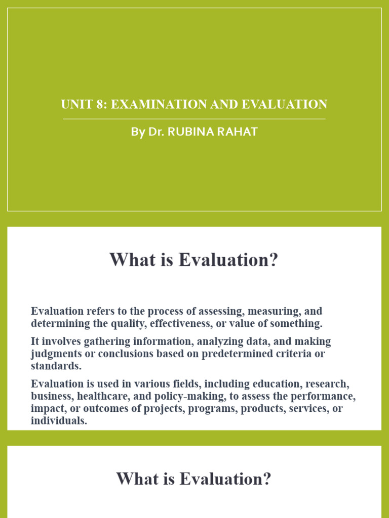 Evaluation and Examination Overview | PDF | Educational Assessment ...