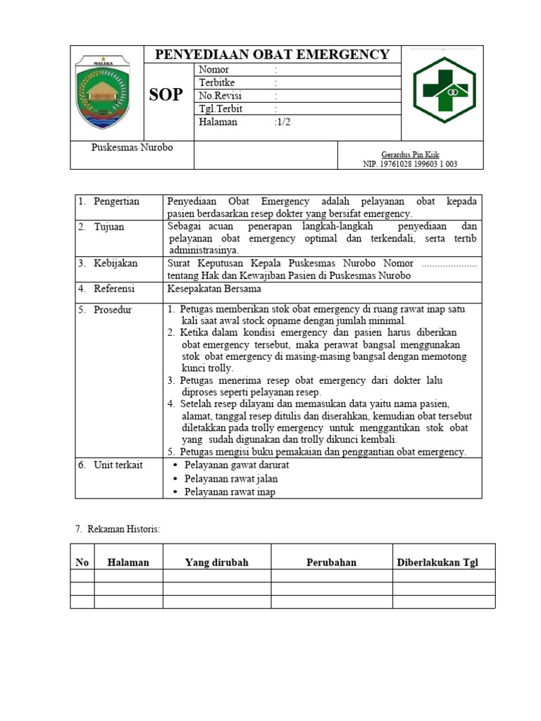 Prosedur Penyediaan Obat Emergency | PDF