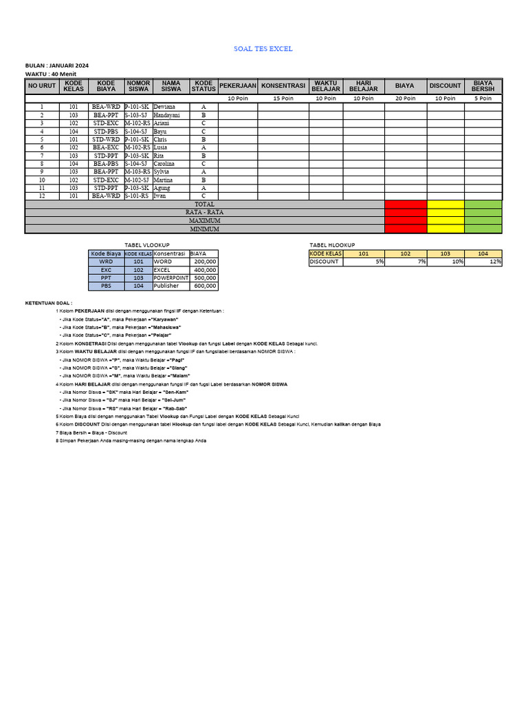 Soal Tes Excel | PDF