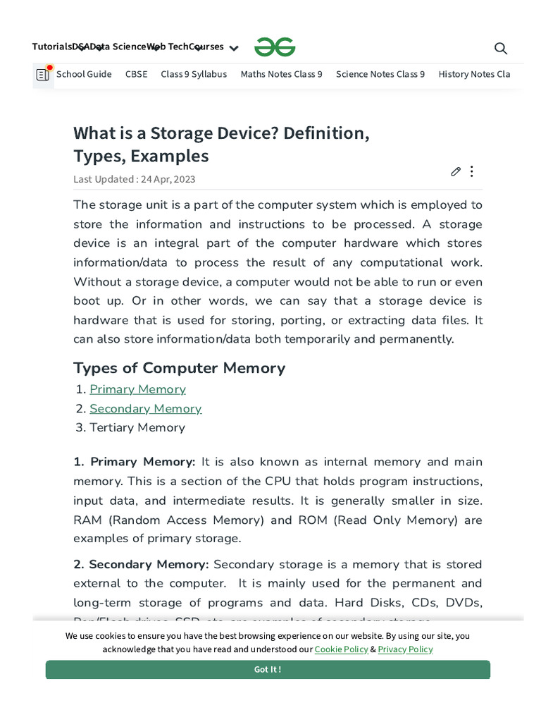 Types of Storage Devices Explained | PDF | Random Access Memory | Computer Data Storage