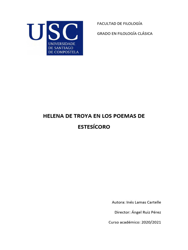 Helena de Troya en Estesícoro | PDF | Helena de Troya | Clitemnestra