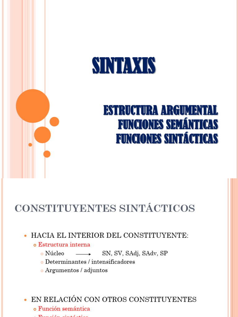 Estructura Argumental-Funciones Sintácticas y Semánticas-2023 | PDF | Objeto (gramática ...