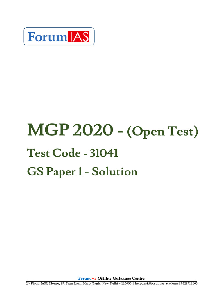 MGP 2020 GS Paper 1 Solutions | PDF | Tropical Cyclones | Earth Sciences