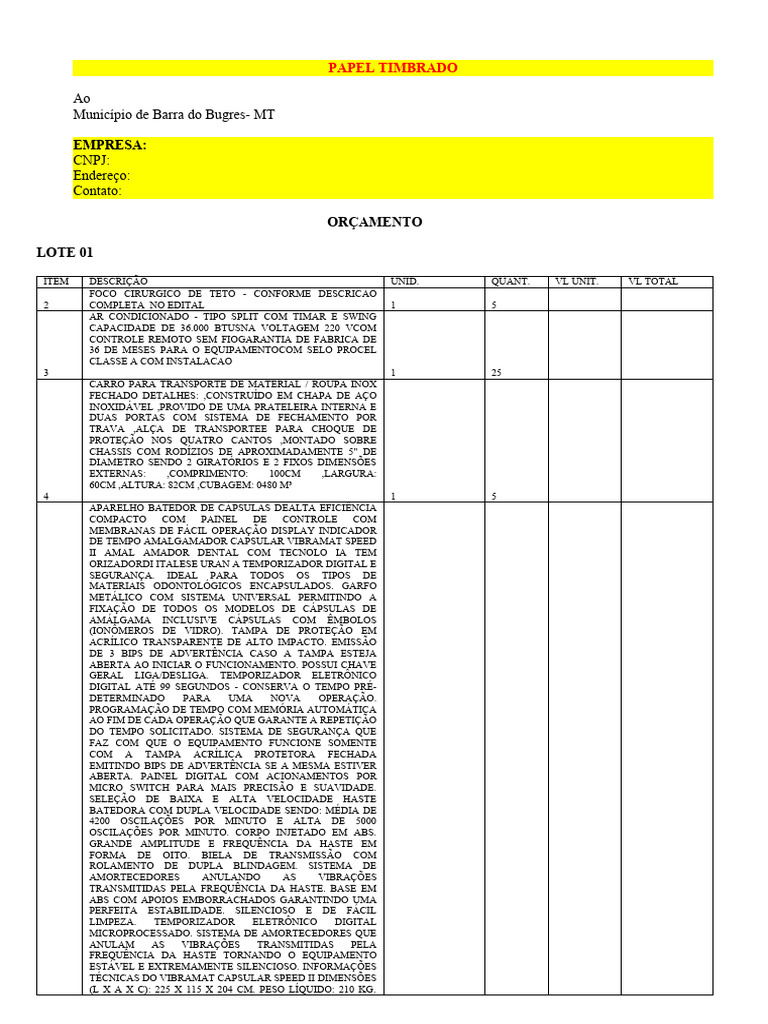 Modelo Cotação para Empresas | Download grátis PDF | Aço | Fonte de energia