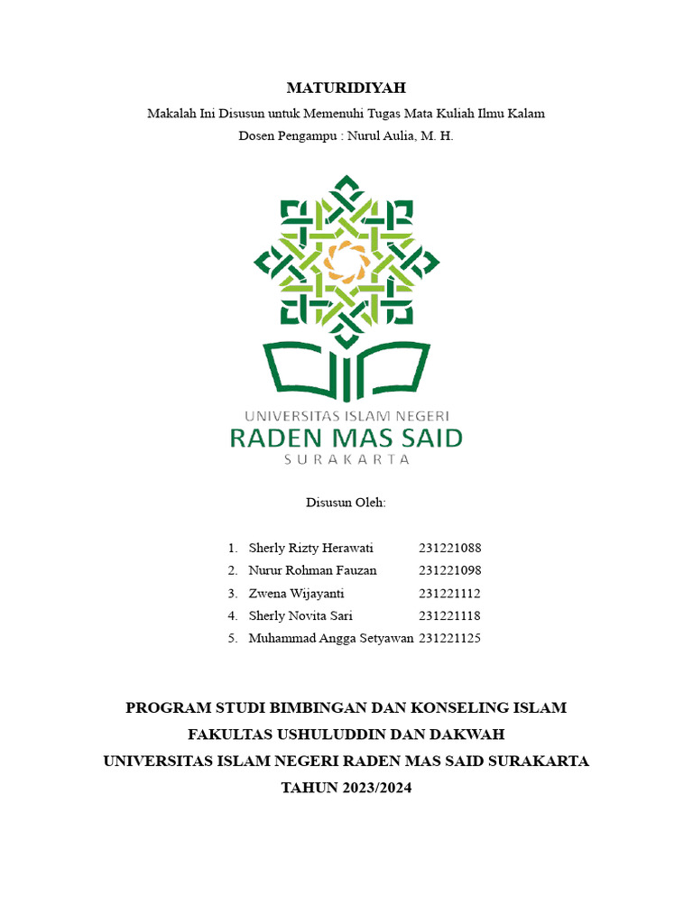 Pemahaman Aliran Maturidiyah dalam Ilmu Kalam | PDF | Agama & Spiritualitas