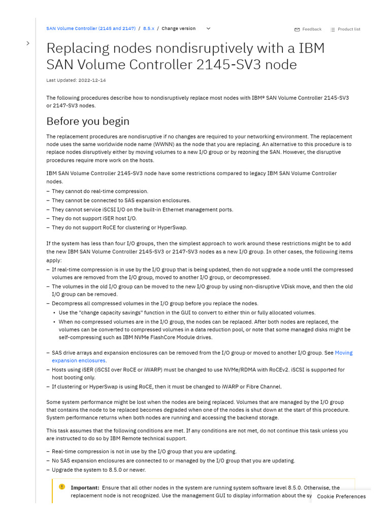 Replacing Nodes Nondisruptively With A IBM SAN Volume Controller 2145-SV3 Node | PDF | Ip ...