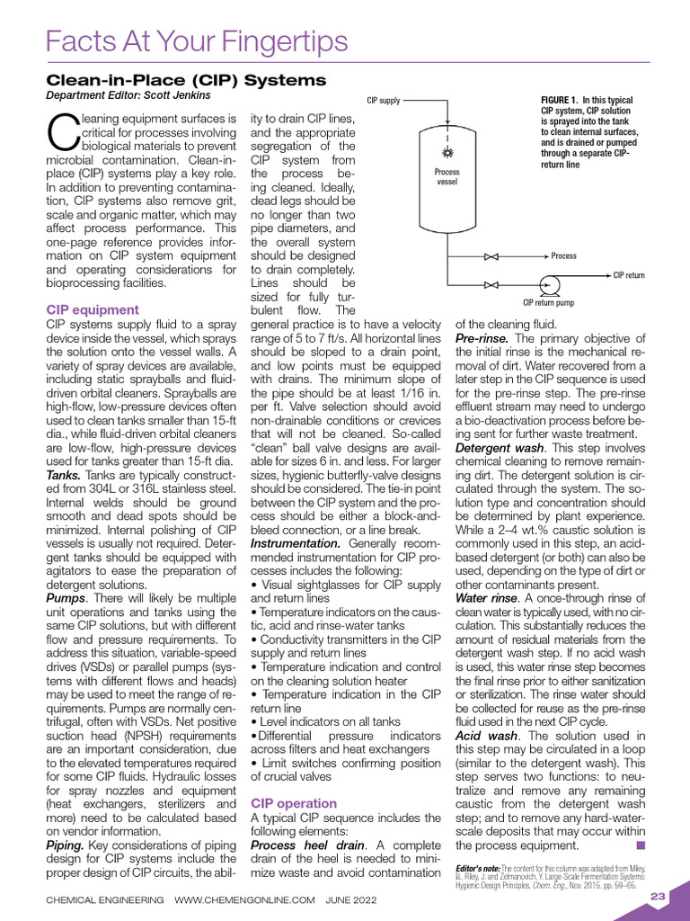 Clean-in-Place (CIP) Systems | PDF | Pump | Heat Exchanger