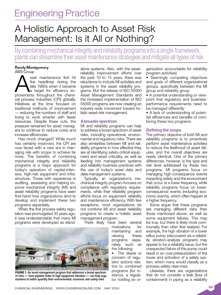 A Holistic Approach To Asset Risk Management - Is It All or Nothing | PDF | Reliability ...
