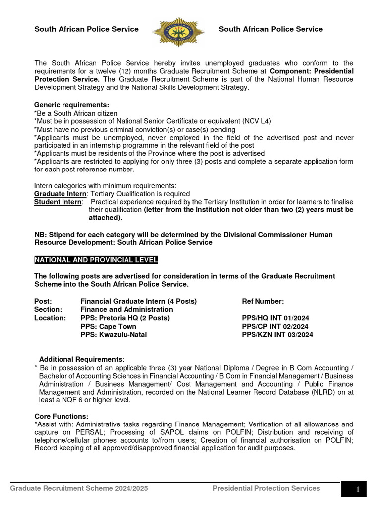 SAPS Graduate Recruitment 2024/2025 | PDF | Accounting | Supply Chain ...