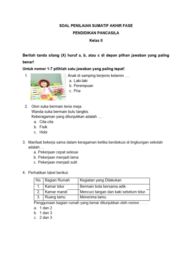 Soal Sumatif Akhir Fase Pendidikan Pancasila | PDF | Seni & Disiplin Bahasa