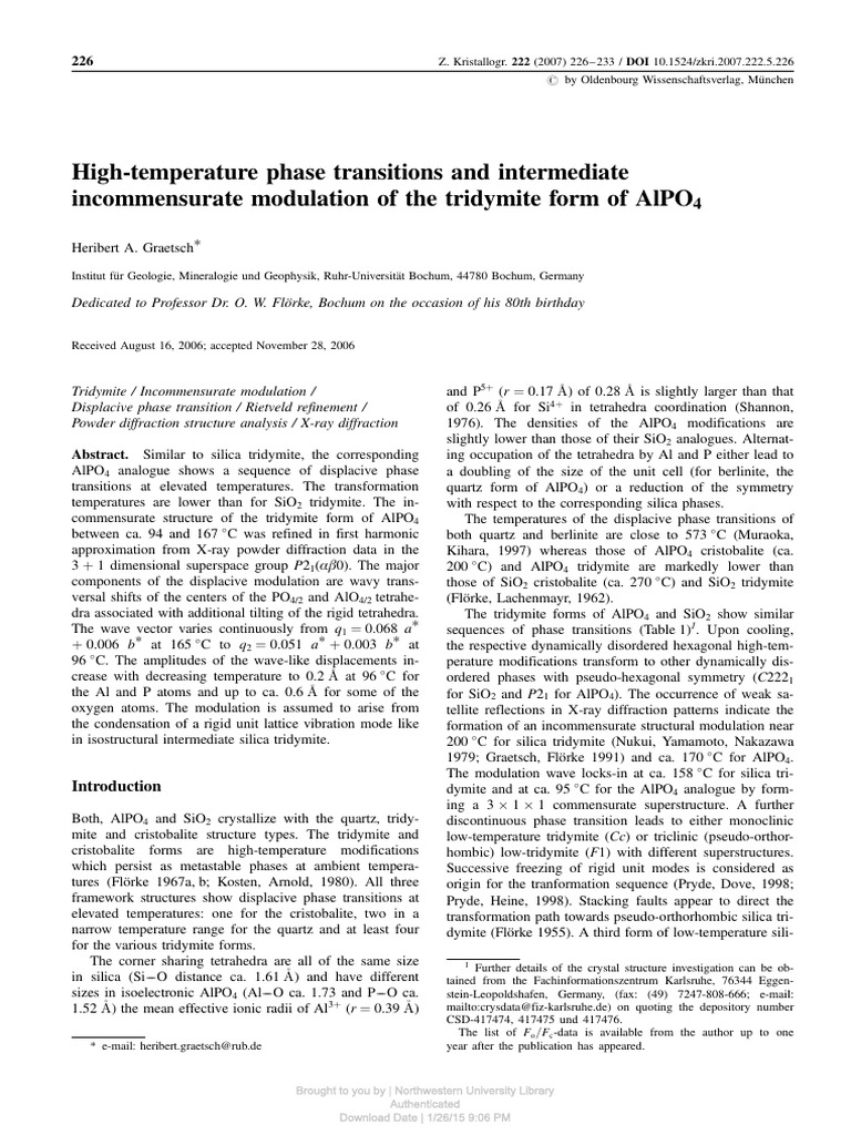 High-Temperature Phase Transitions and Intermediate Incommensurate ...